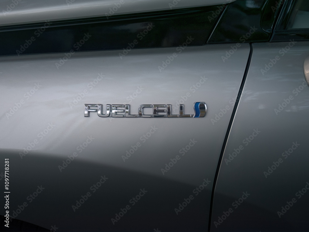 LOS ANGELES, CA - October 8, 2024: Hydrogen Fuel Cell logo on a side of ...