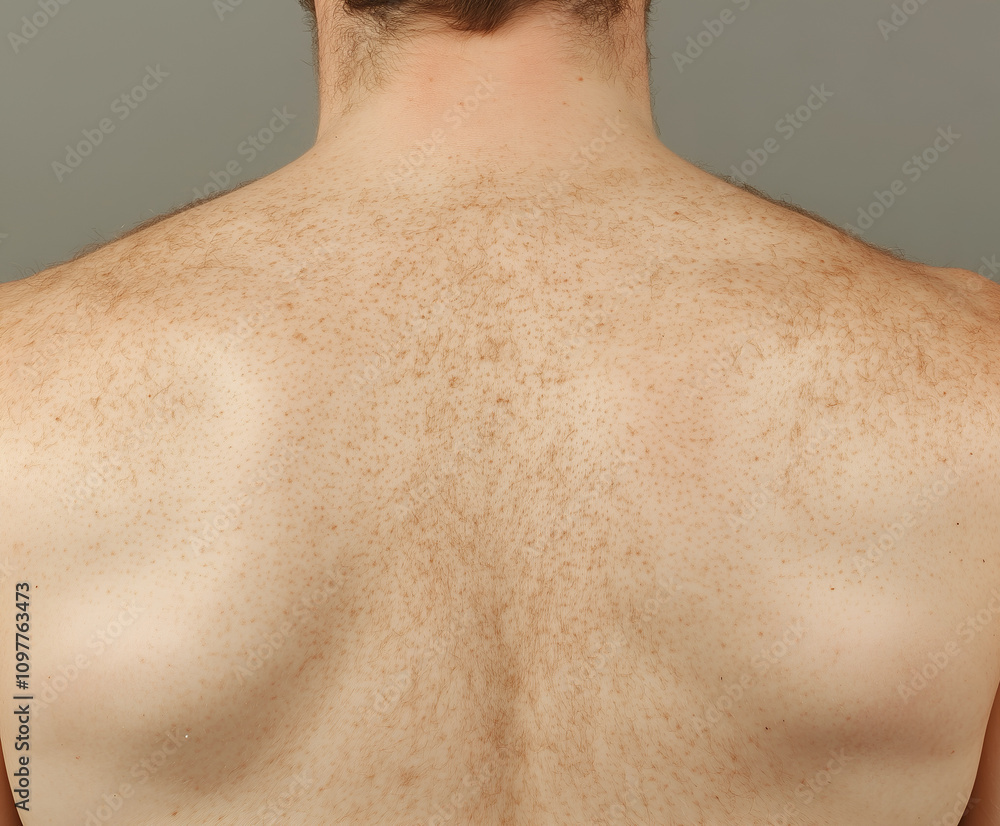 Multiple black spots on the shoulder and upper back of a man Stock ...