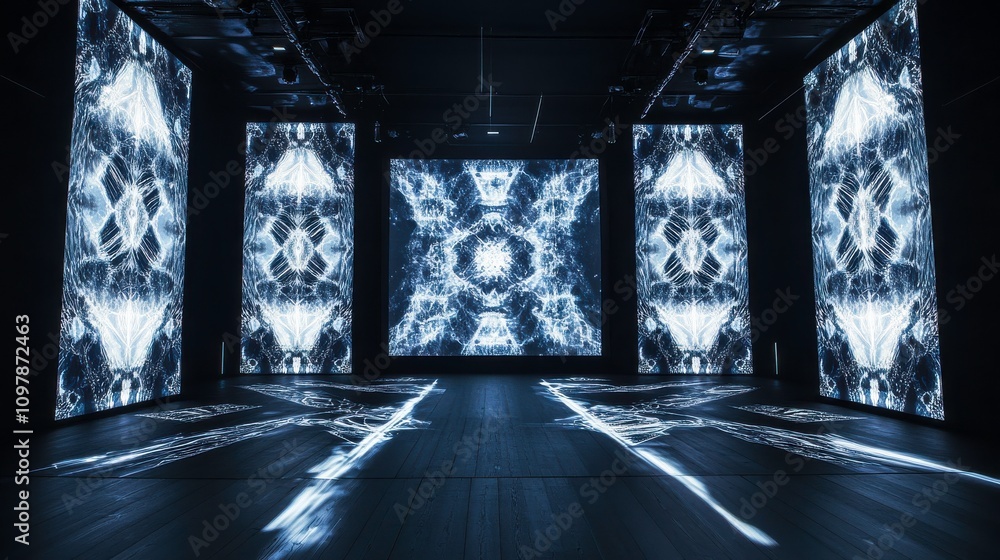 Futuristic Digital Art Installation with Intricate Patterns and Dynamic ...