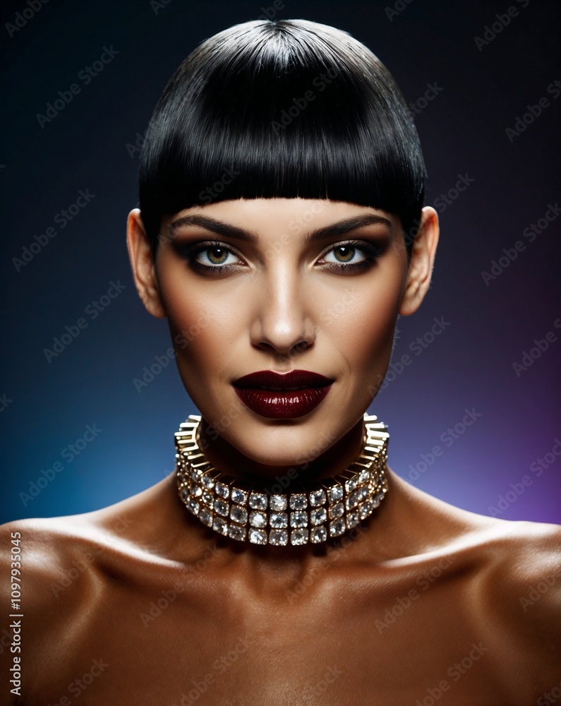 A suggestive hermaphrodite model with a special character. Close-up portrait. Stock Photo ...