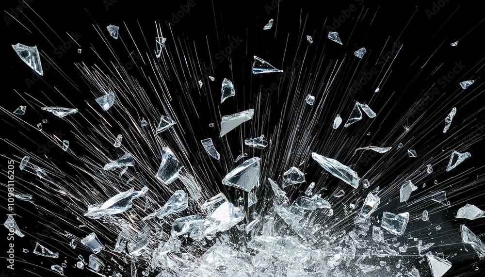 glass shards explosion isolated transparent background burst of ...