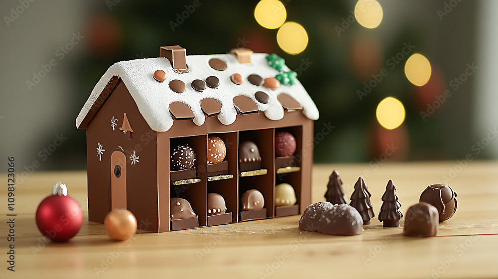 Christmas countdown calendar with tiny doors revealing chocolates and ...