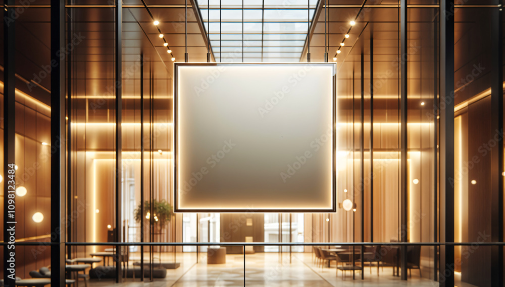 Transparent glass sign plate on wall mockup Template of a blank ...