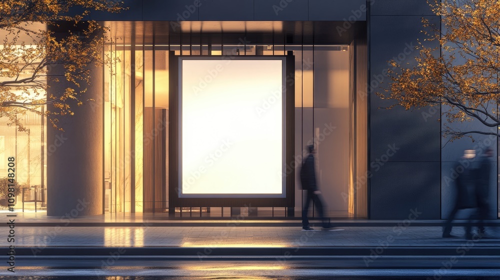 Modern street shop with an empty signboard template for branding, set ...