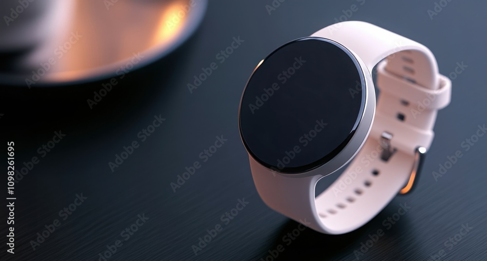 Mockup prototype concept. A stylish smartwatch with a sleek white band ...