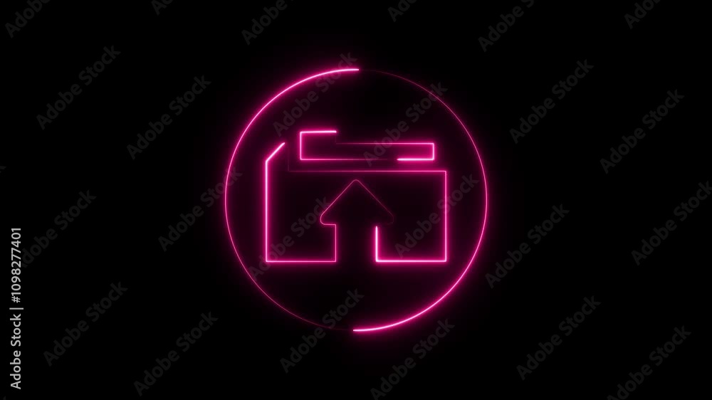 Glowing neon light File Uploading icon animation , Download, document ...