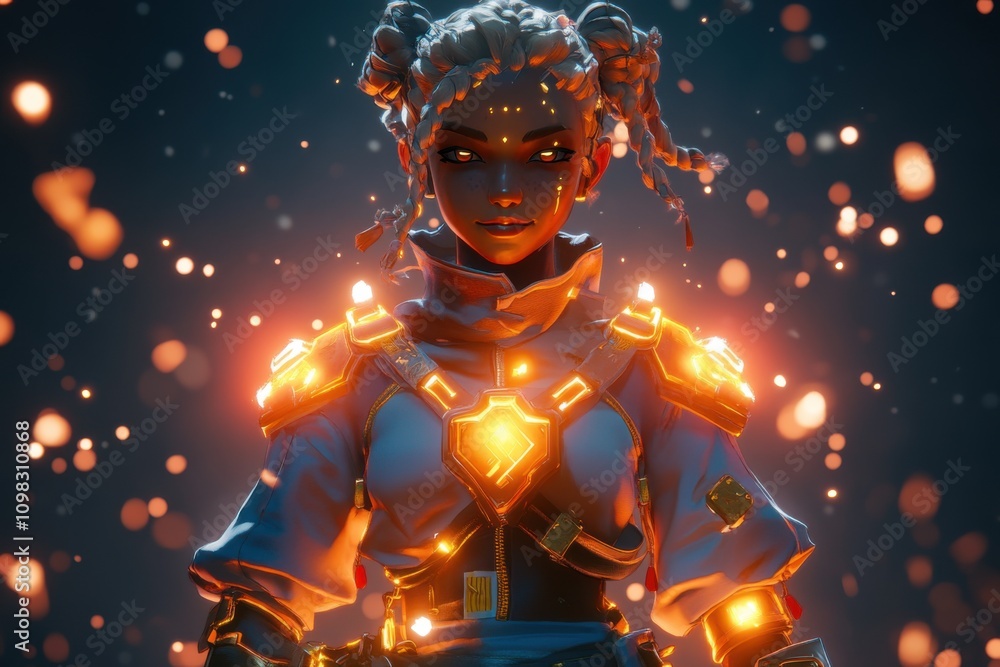 Character leveling up with celebratory effects with detailed stat ...