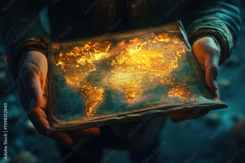 Character using a world map for navigation with detailed world map UI ...