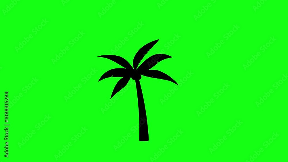 coconut tree green screen animated coconut tree silhouette exposed to ...