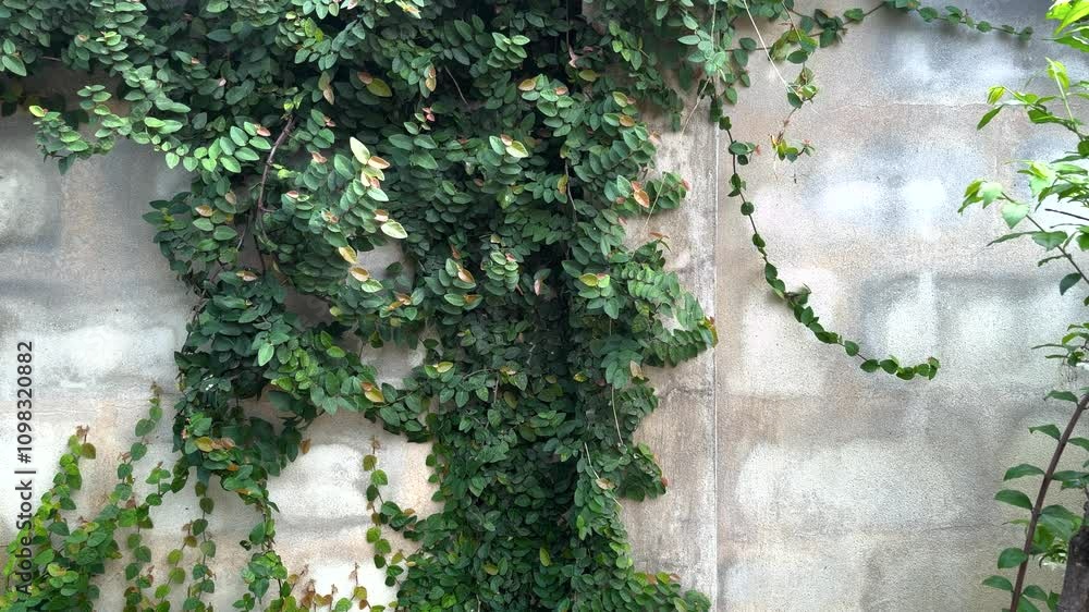 Climbing Fig, Creeping Rubber Plant, Tropical Ivy, Ficus Pumila On The ...