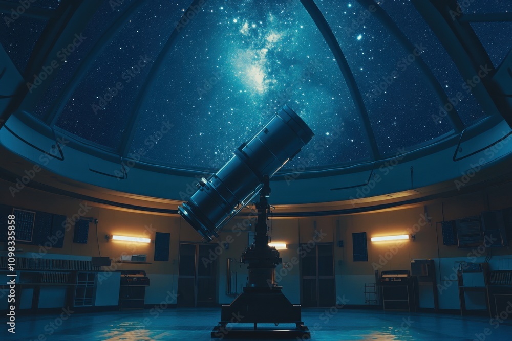 Magical observatory studying cosmic phenomena with intricate ...