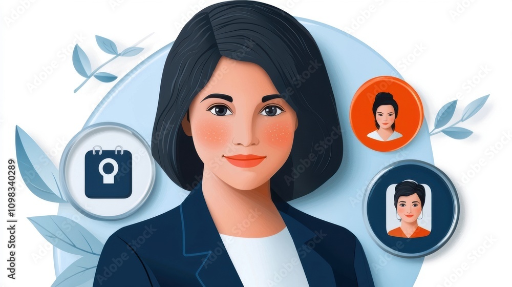 Stylized modern and minimalist of a confident and successful looking ...