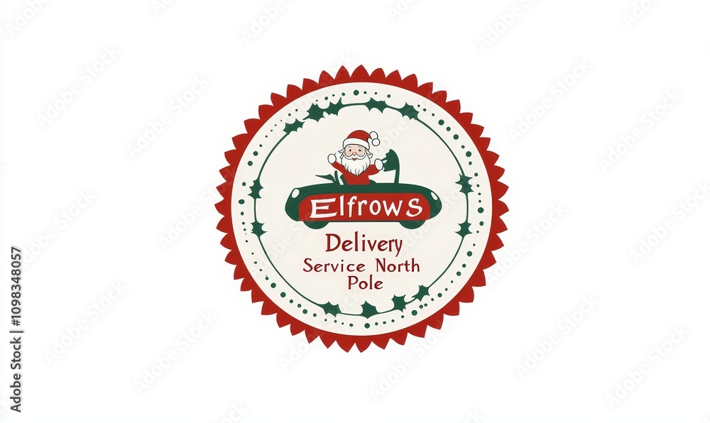Ellf delivery from the North Pole. A round stamp design template ...