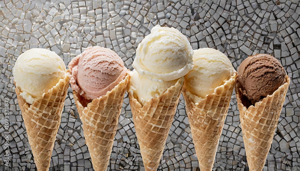High-quality image of an ice cream scoop on a waffle cone, isolated ...