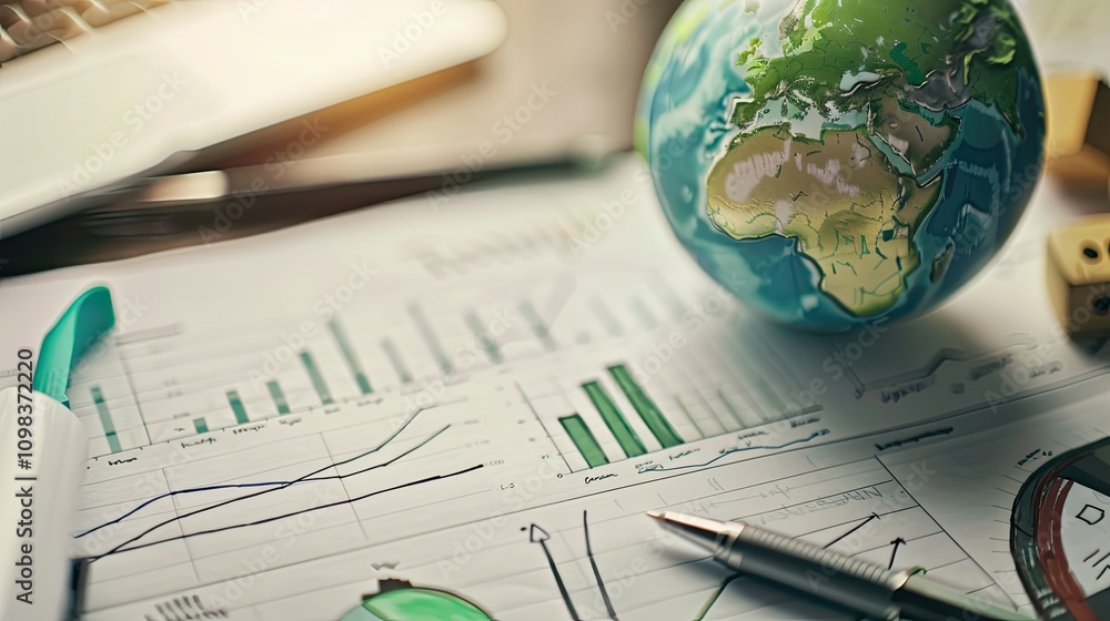 Creative drawing chart and graphs business plan idea on globe, Business ...