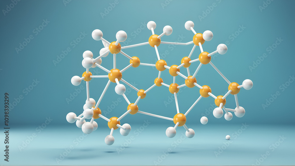 geranial molecule 3d rendering, flat molecular structure with chemical ...