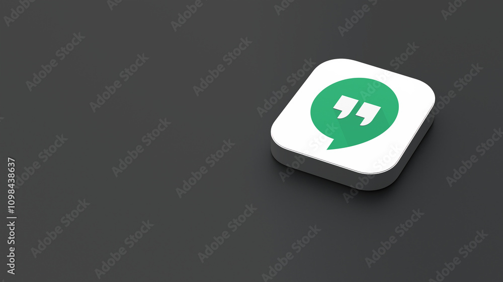 3D-rendered icon of the Google Hangouts app logo, featuring a sleek ...
