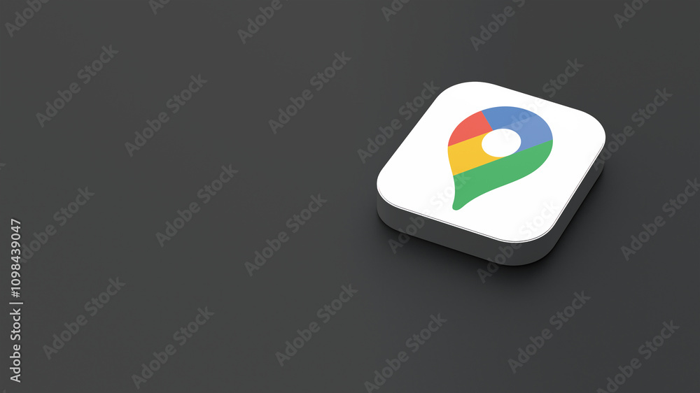 3D-rendered icon of the Google Maps app logo, featuring a sleek ...