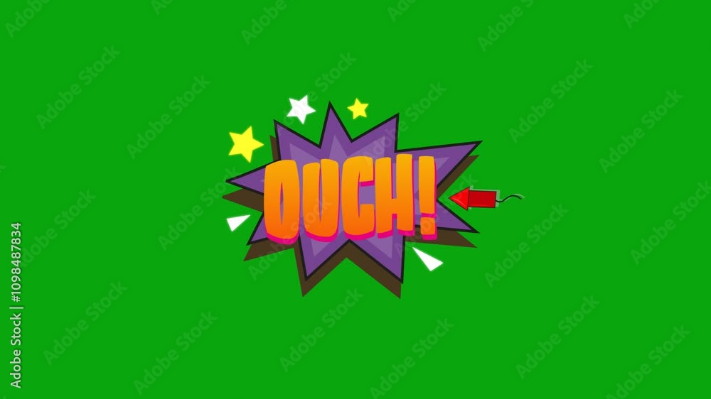 OUCH pop art in comic style animation text video 4K. Vintage colorful ...