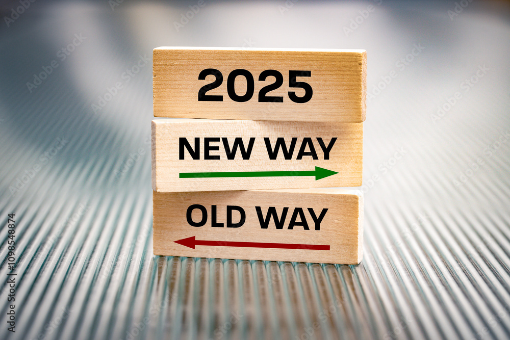 Year 2025. New way vs. old way. Concept, New opportunities, development ...