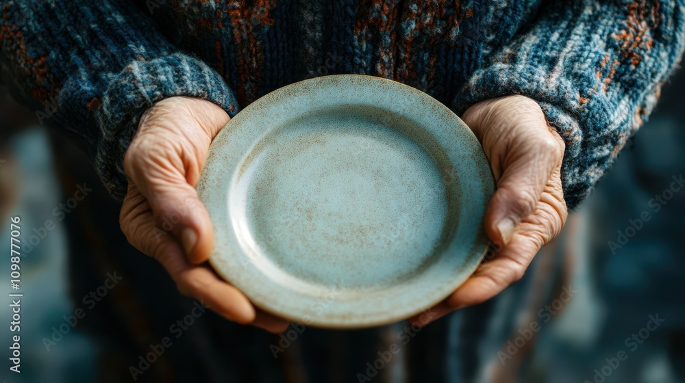 Old person in front of an empty plate , elders poverty and ...