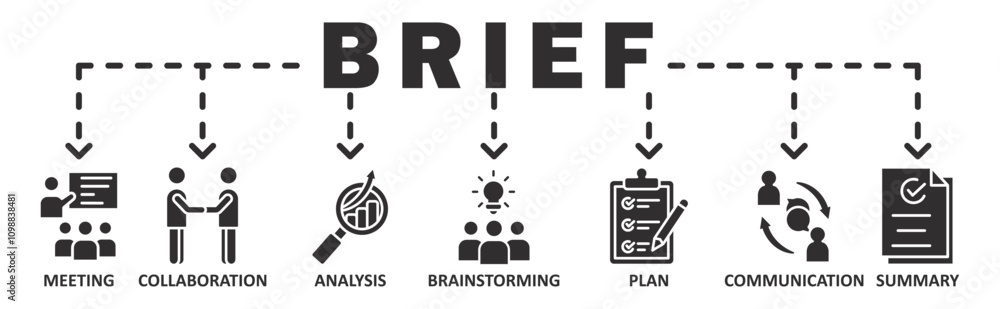 Brief banner web icon vector illustration concept with icon of meeting ...