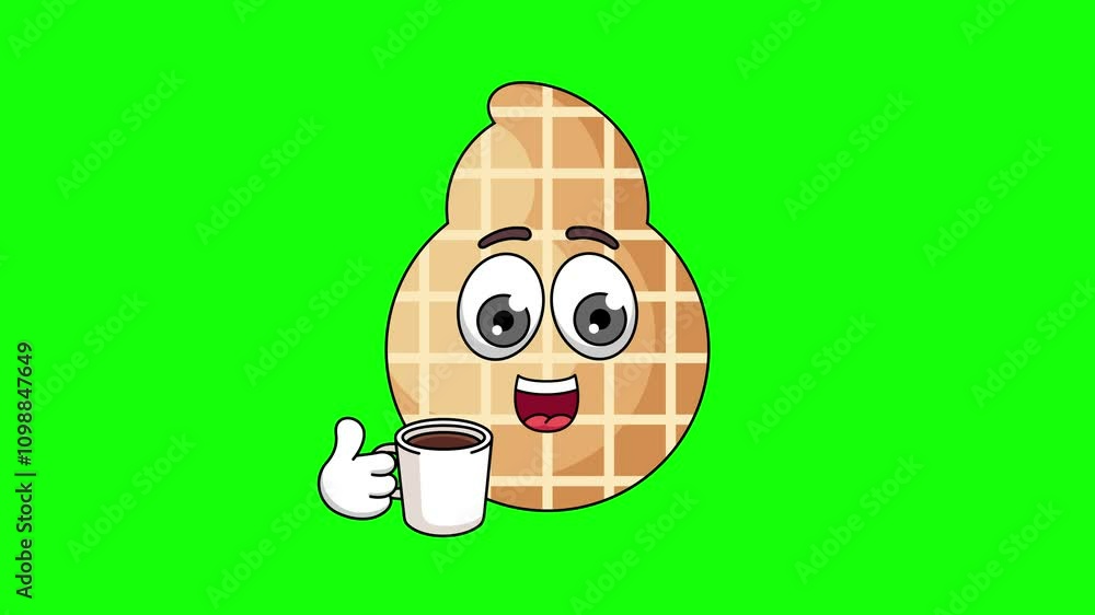 peanut emoticon with drinking coffee style, emoji emoticon animation ...