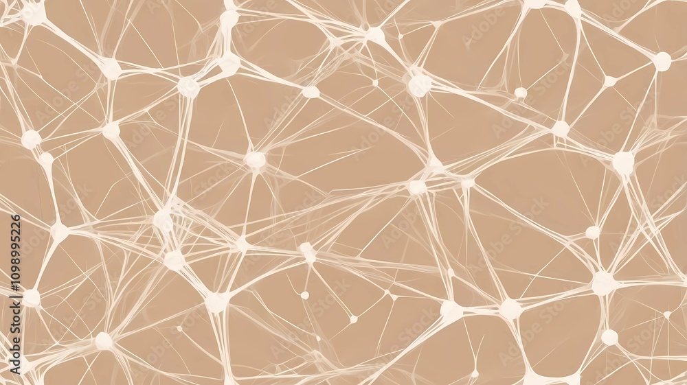 This image features a seamless beige biomorphic web pattern with a ...