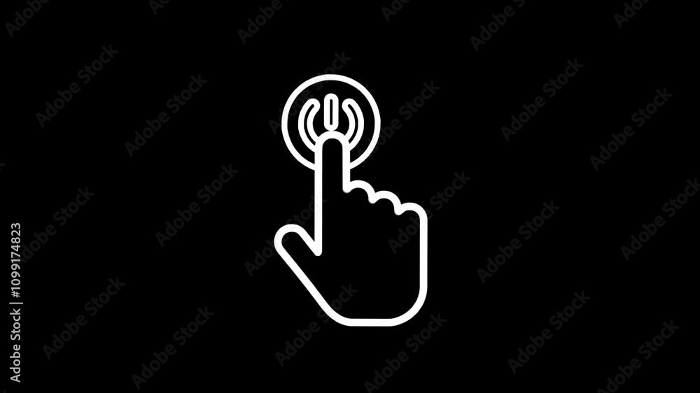 Power off button line animation. Click element animated icon. Moving ...