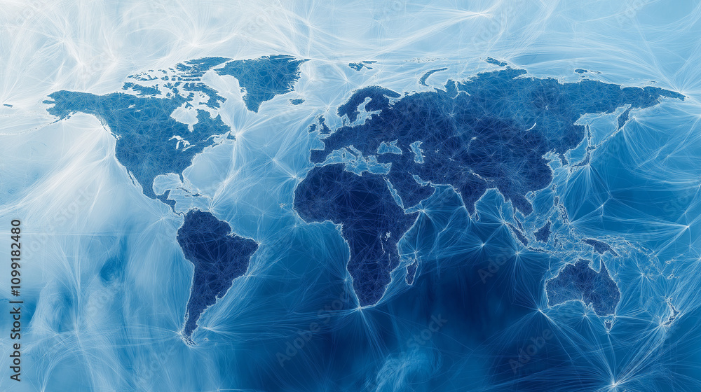 ภาพประกอบสต็อก World Map with Flight Paths Illustration of global ...
