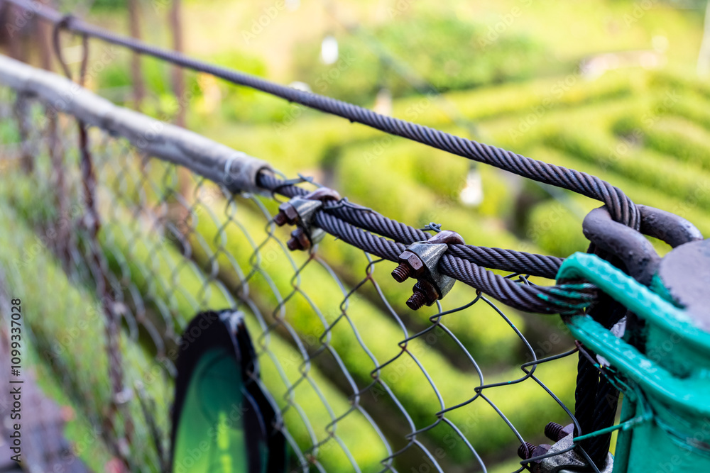 wire rope clamp also known as a cable clamp or U-bolt clamp on a ...