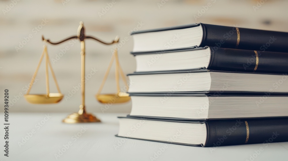 law restriction legislation concept. A stack of law books beside a ...