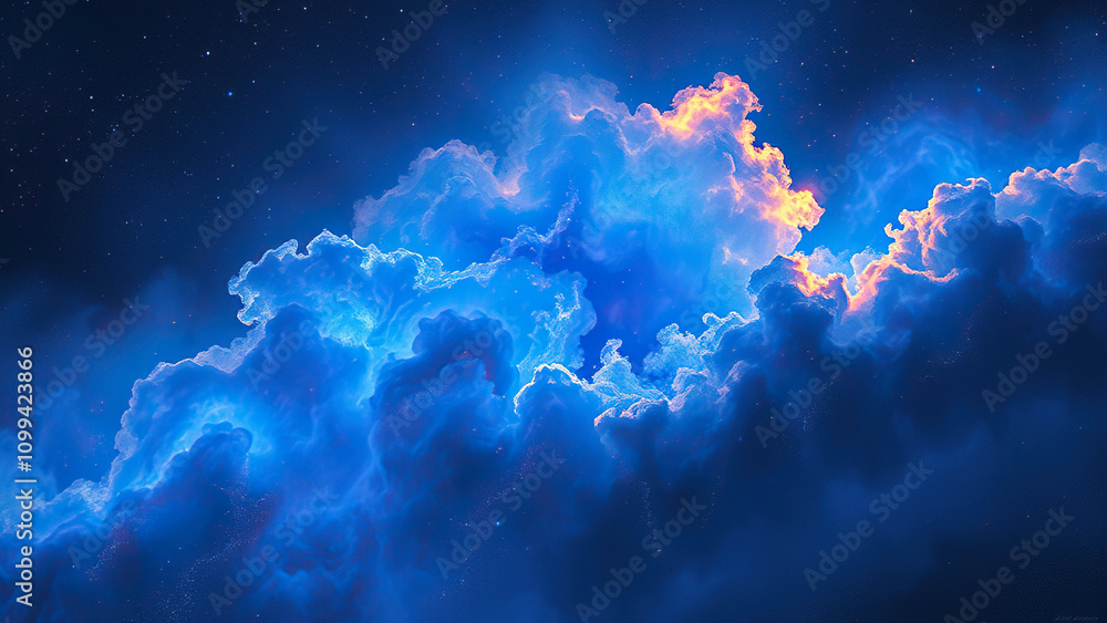 Intense blue abstract background with deep indigo shadows and rich gold ...