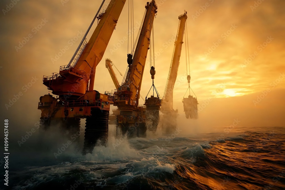 Skilled offshore crane operators expertly guiding and maneuvering ...