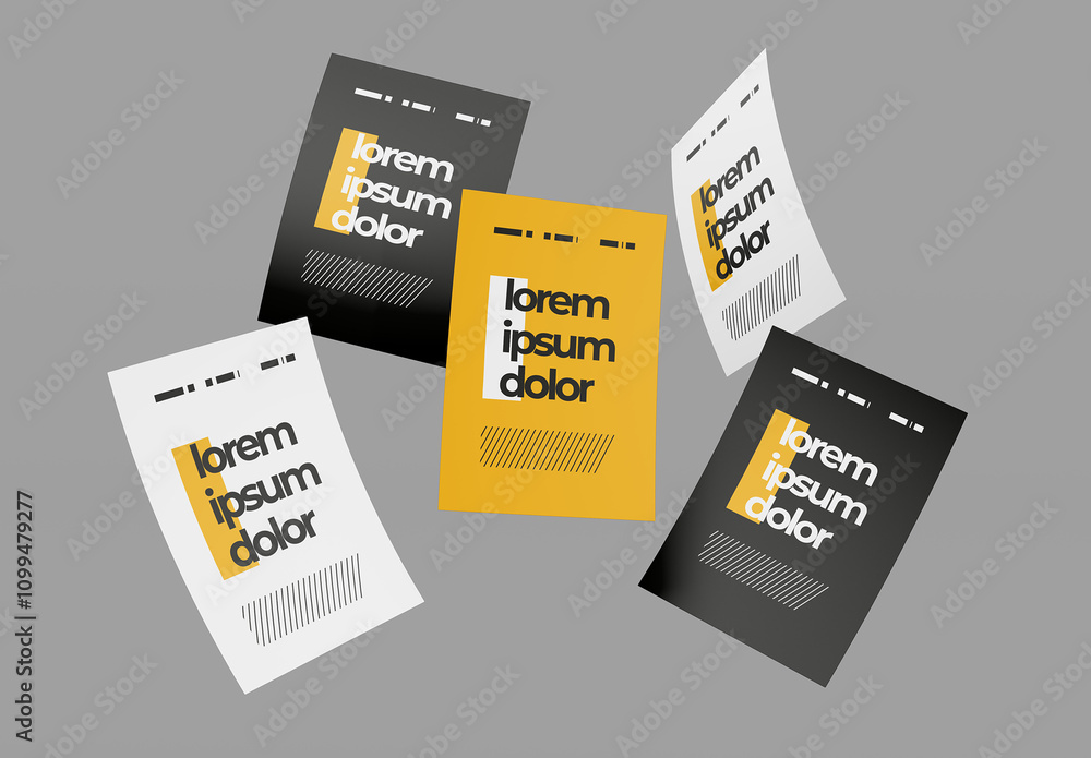 Floating Poster Mockup Design Stock Template | Adobe Stock