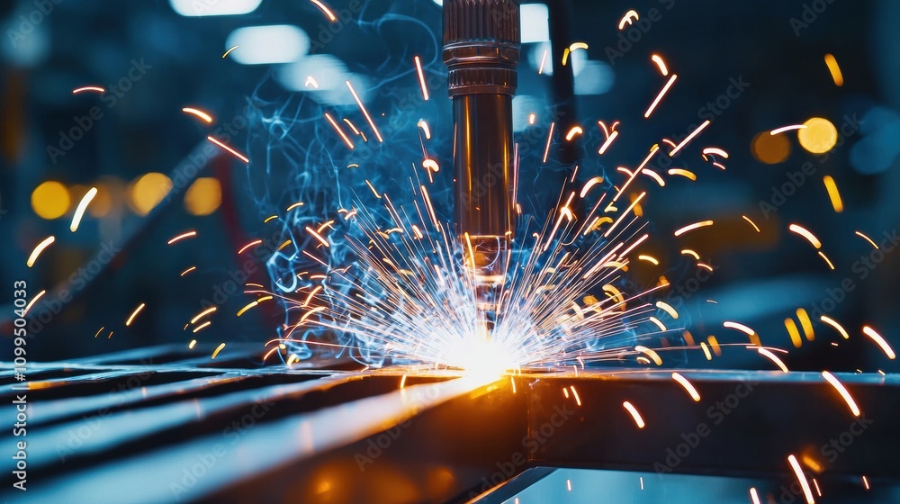 Welders in the petrochemical industry concept. Abstract portrayal of ...