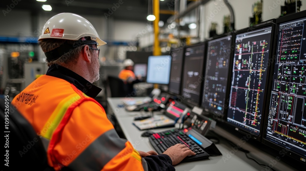 Facilities Operators Control Factory Production Lines using Computers ...