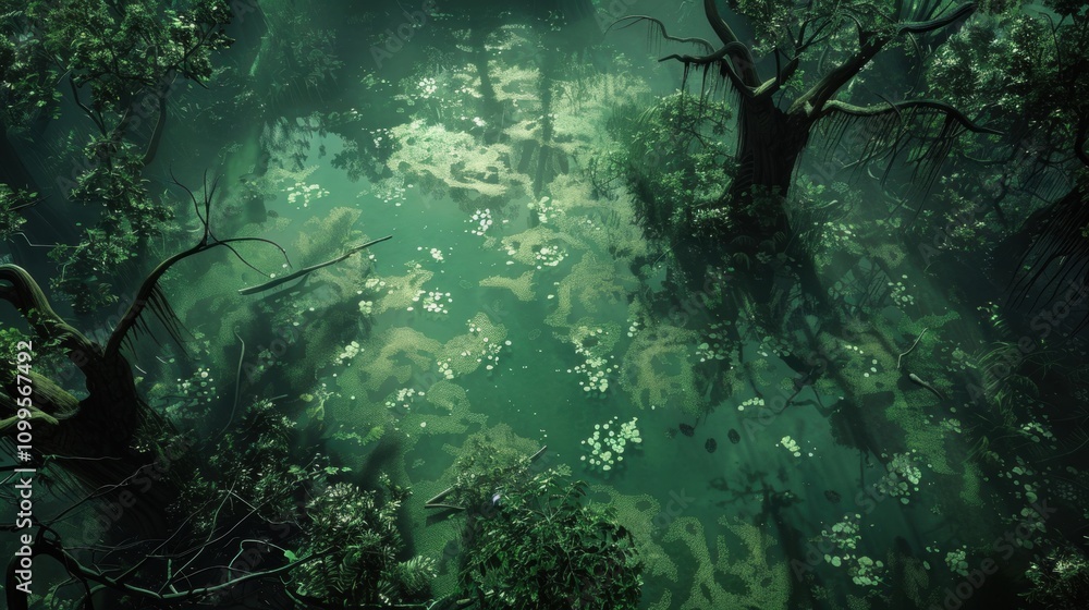 DnD Battlemap battlemap in toxic bog - Surrounded by greenery ...