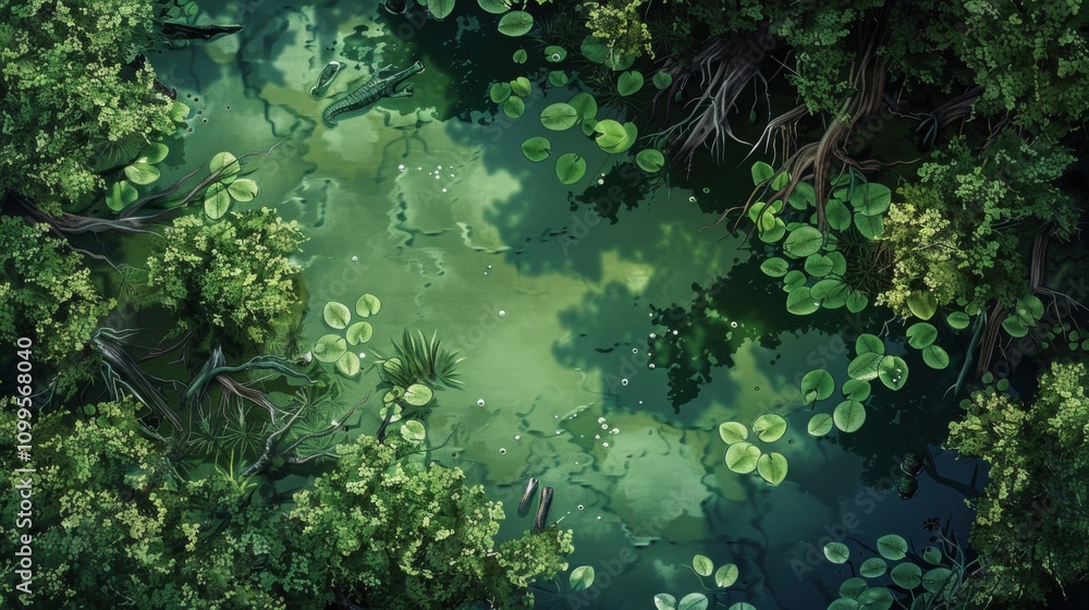 DnD Battlemap battlemap in toxic bog - Surrounded by greenery ...