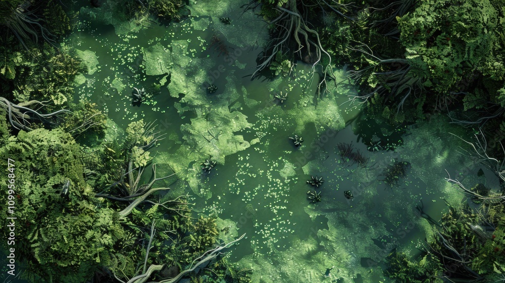 DnD Battlemap battlemap in toxic bog - Surrounded by greenery ...
