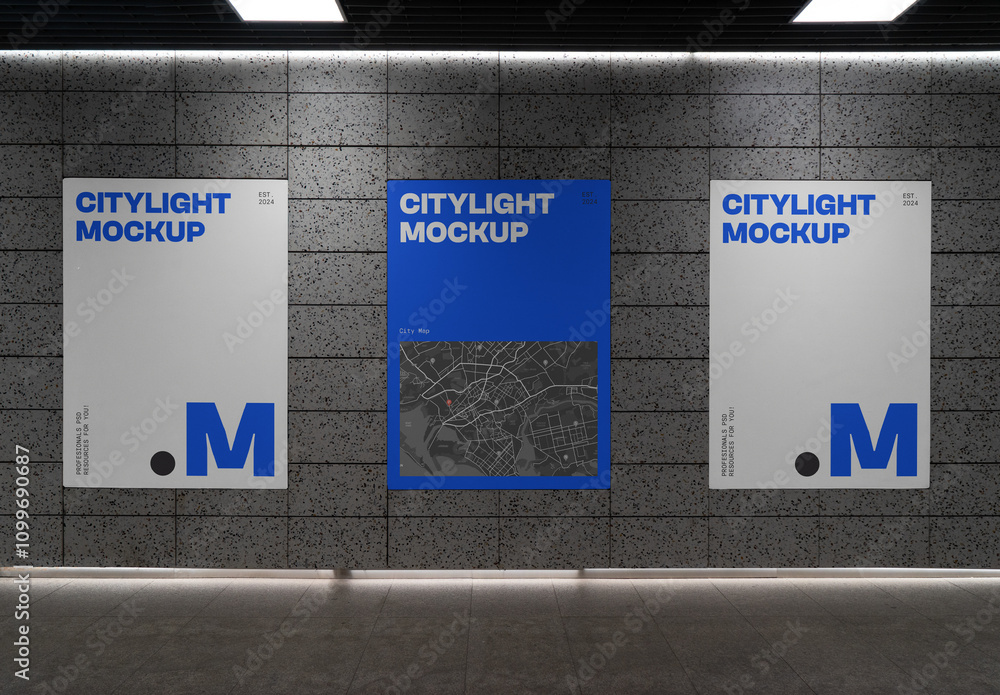 Front View Three Poster Mockups Stock Template | Adobe Stock