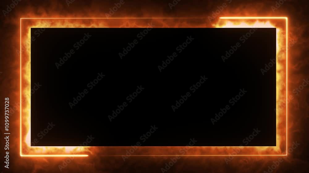 fire rectangle neon border frame, black screen frame, border black ...