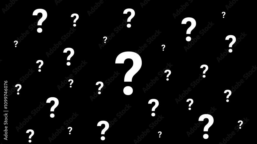 White question mark appearing on black screen. Question mark animation ...