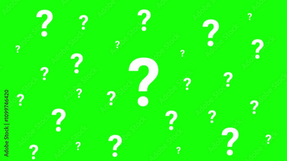 White question mark appearing on green screen. Question mark animation ...