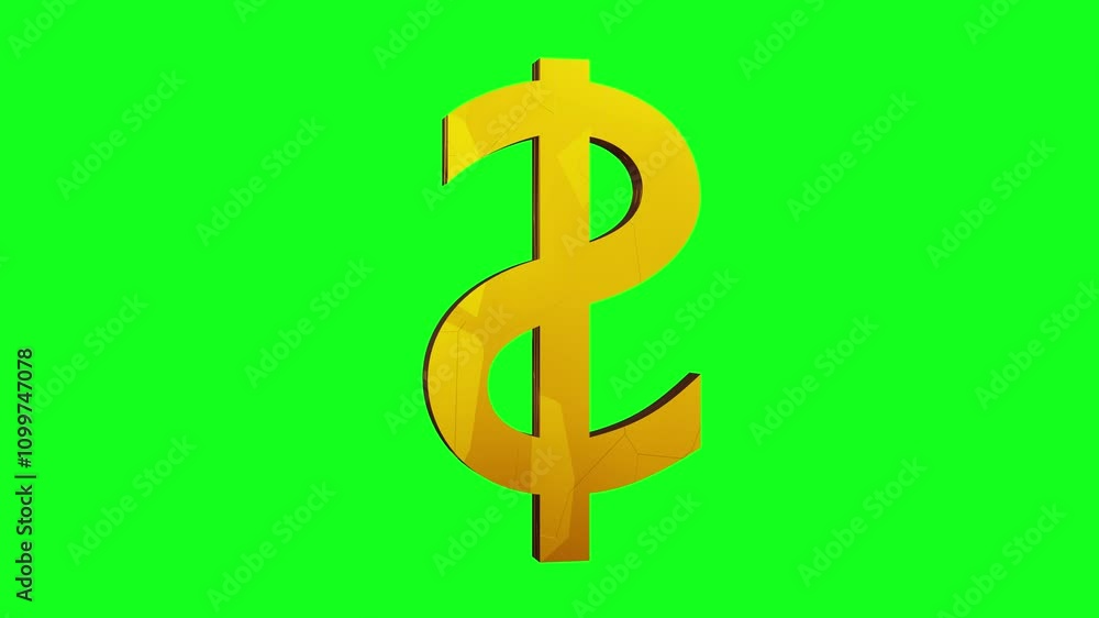 3D Dollar Sign Rotating 360 Degrees Animation on Green Screen ...