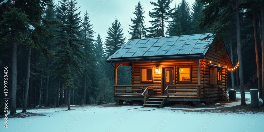 Hyper realistic photo of an off-grid Norwegian cabin in the woods ...