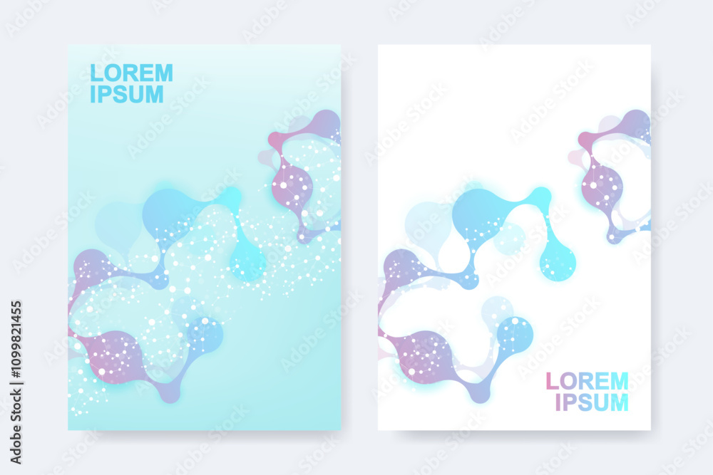 Scientific brochure design template. Vector flyer layout, Molecular ...