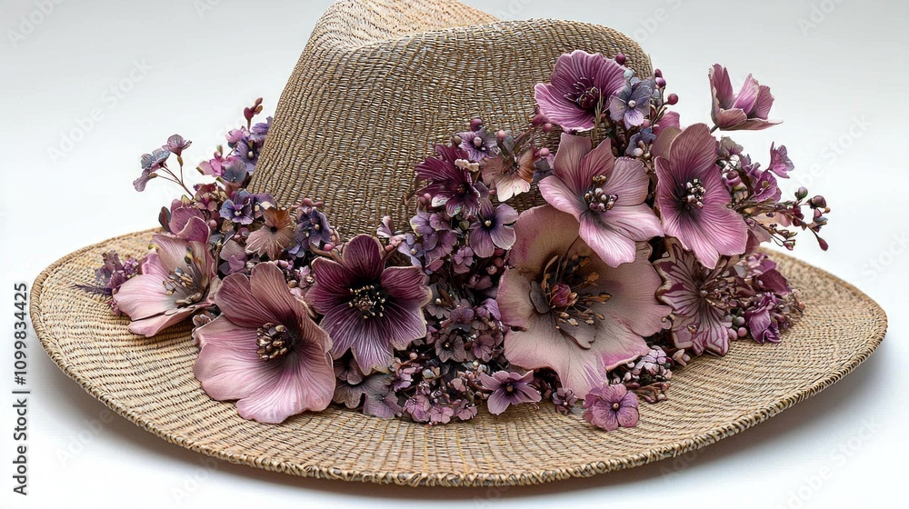 elegant spring wide brim straw hat features natural straw color and ...