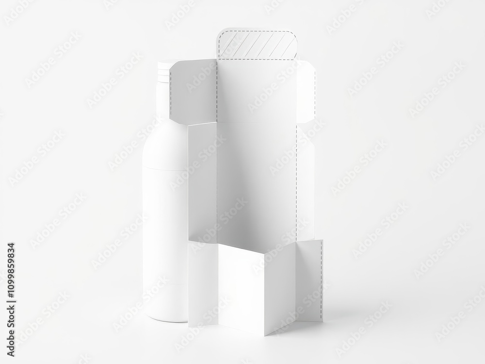 Carton box dieline template for bottle packaging mockup with die cut ...