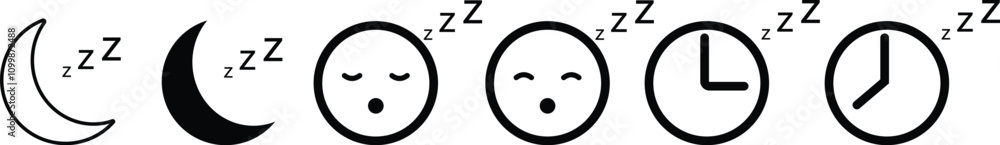 Sleep icon set, Sleeping Well ,Nighttime Sleep royalty free vector ...